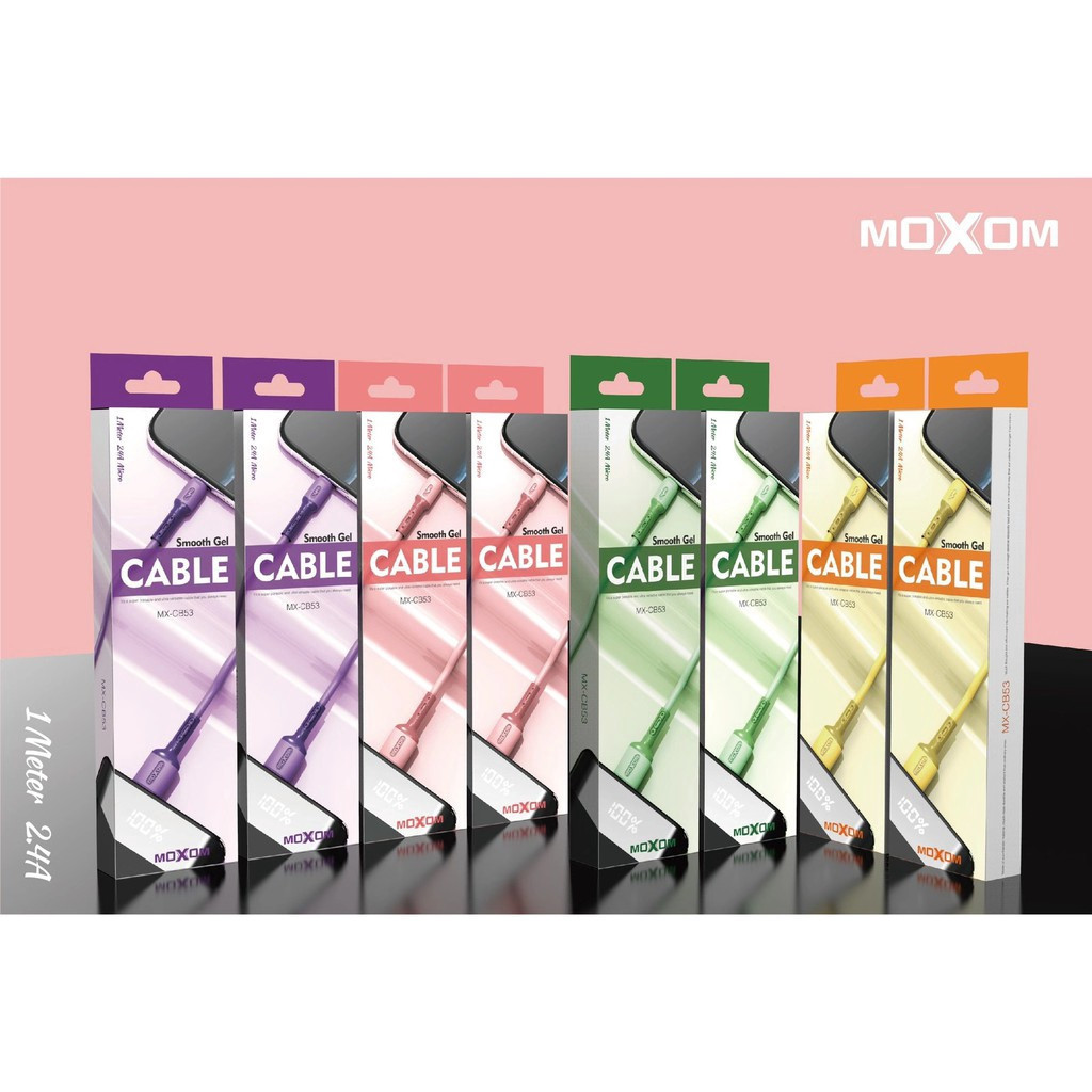 MOXOM MX-CB53 1 Meter Fast Charging 2.4A Data Cable MicroUSB Light--ning Type C Data Sync SMOOTH ...