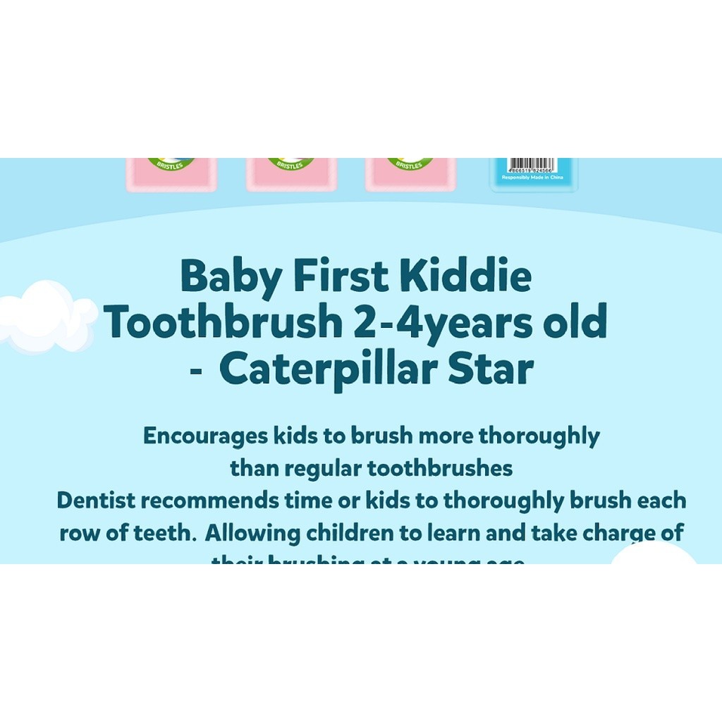 Baby First Kiddie Toothbrush 2-4 Years Old - Caterpillar Star 3+1 Pack ...