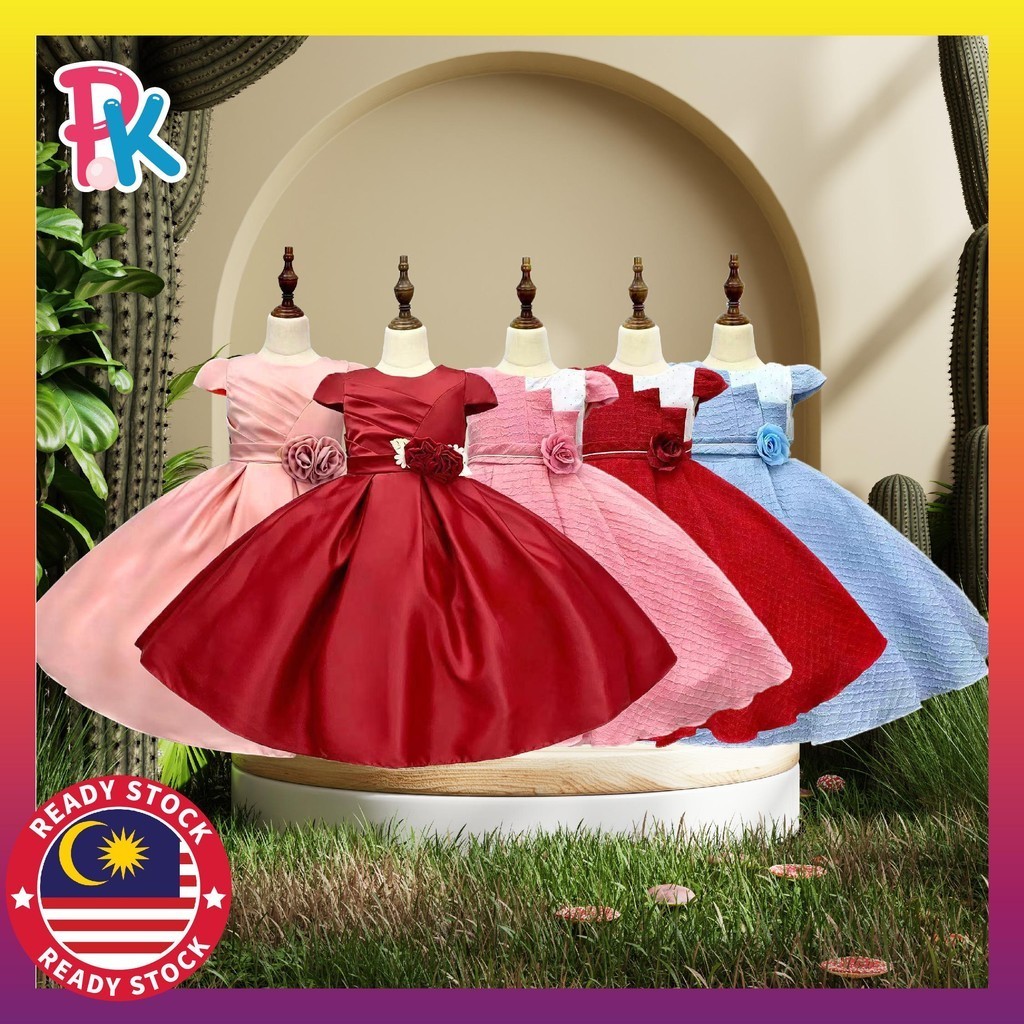 [5-10±Yrs] Gaun Budak Retro Dress Korea Lembut Kids Dress Girl Dress ...