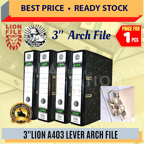LION Lever Arch File / Fail Kulit Keras / Fail Kertas / 3 inch / Hard ...