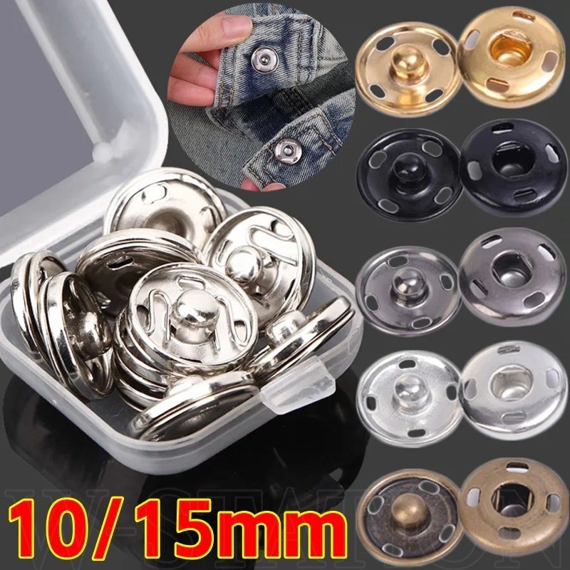 10/15mm Metal Press Button - Mini Round Invisible Snap Fasteners ...