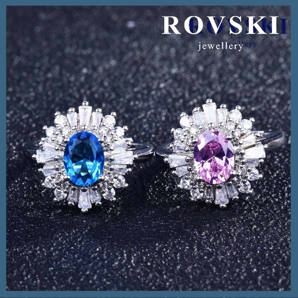 ROVSKI Fashion Korean Ready Stock Jewelry Swiss Topa Sapphire Ring ...