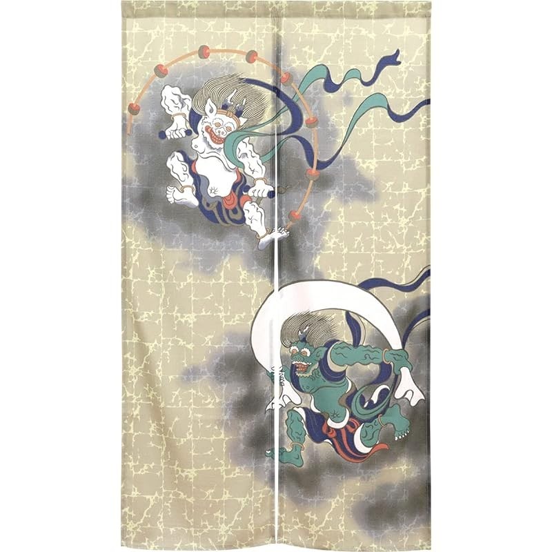 【Direct from Japan】Noren Workshop Noren - Fujin Raijin Japanese-style ...