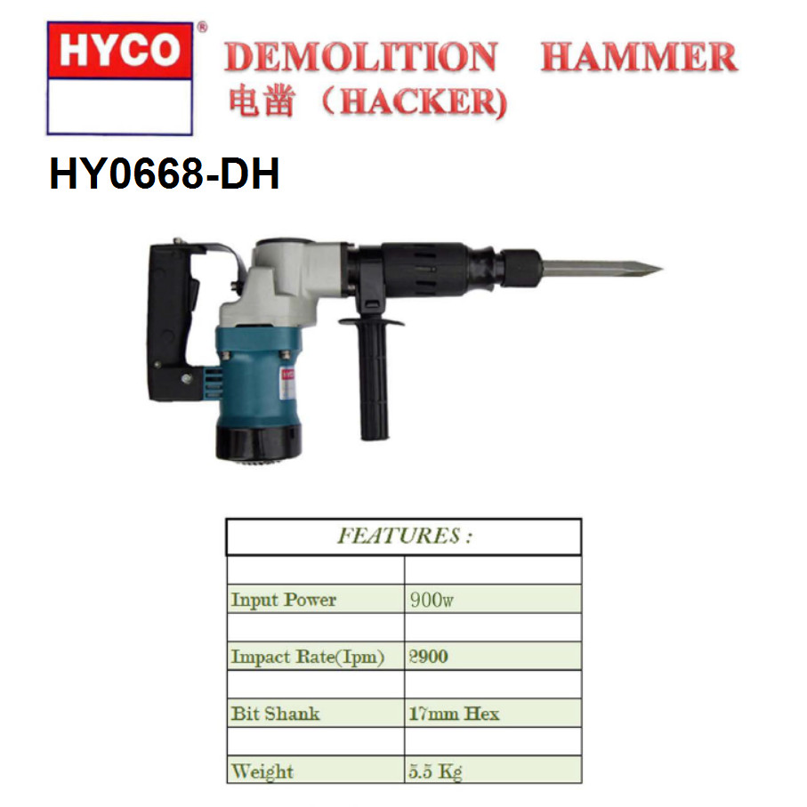 Hyco HY0668-DH 1450W Demolition Hammer (Hacker) | Shopee Malaysia