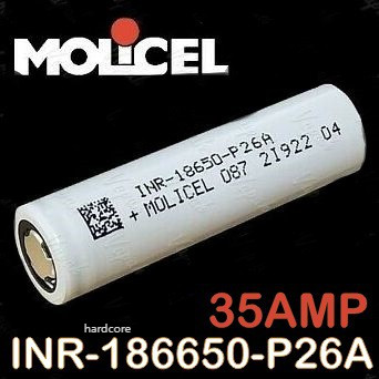 Genuine Molicel P26A Battery 18650 35A 2600mAh Rechargeable lithium ion ...