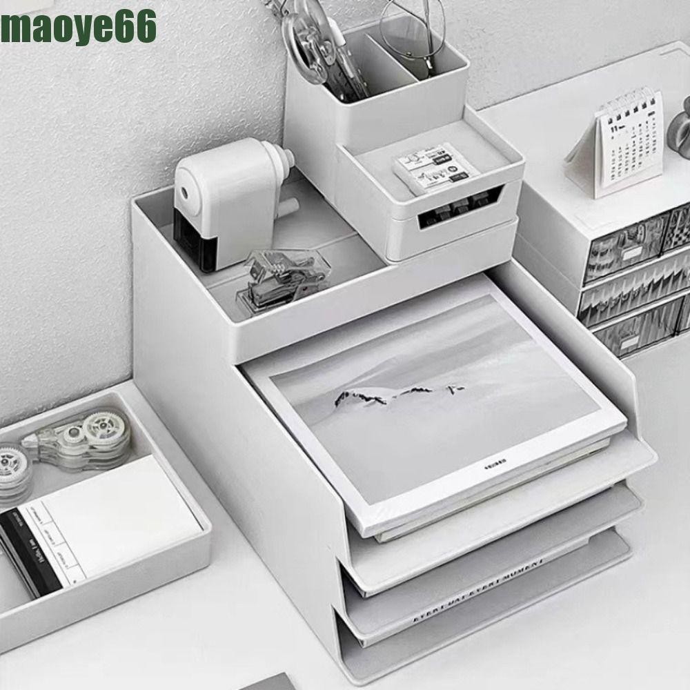 MAOYE A4 File Storage Tray, Desktop Organizer File Organizer Stackable ...