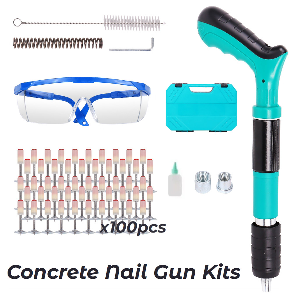 Concrete Nail Gun Kit with 100pcs Nails 5 Speed Adjustable Manual Steel ...