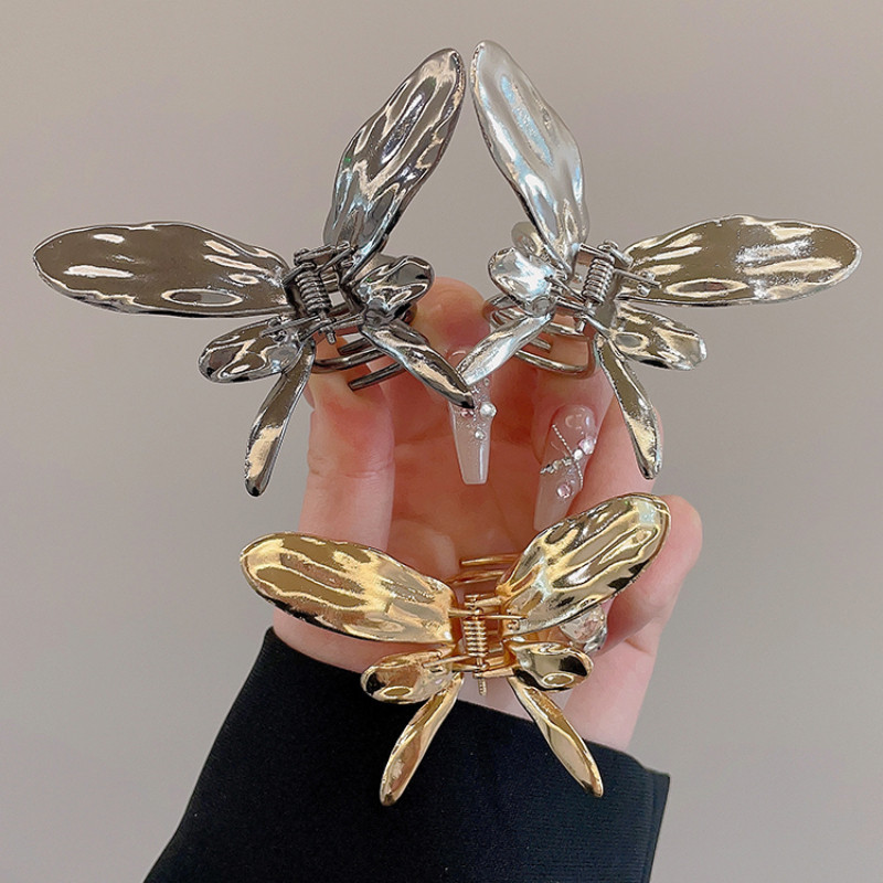 Sweet and Cool Girly Metal Butterfly Clip 2024 New Half-tied Shark Clip ...