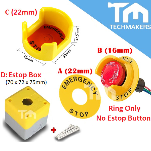 22mm/16mm Emergency Stop E-Stop Switch Protection Seat Button Cover/Box ...