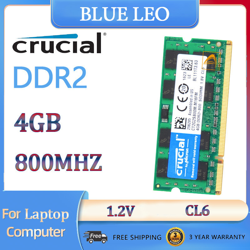 [Ready Stock] Crucial 4GB RAM DDR2 800MHz 2RX8 PC2 6400 200pin SODIMM Laptop Memory | Shopee ...