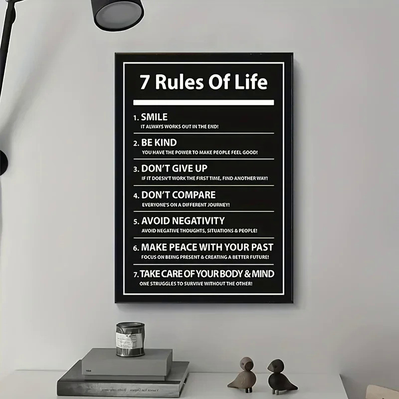 7 Rules of Life Motivational Quote Poster Canvas Painting Prints Wall ...