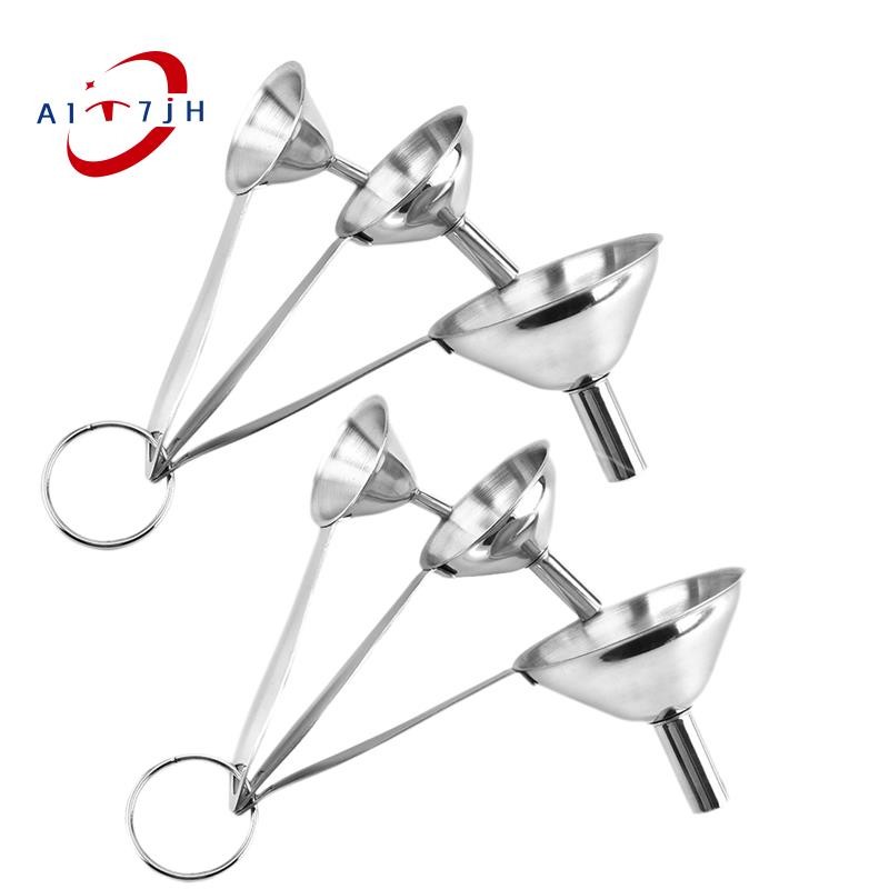 3 in 1 Metal Funnels for Filling Bottles Stainless Steel Kitchen Funnel Set to Transfer Oil ...
