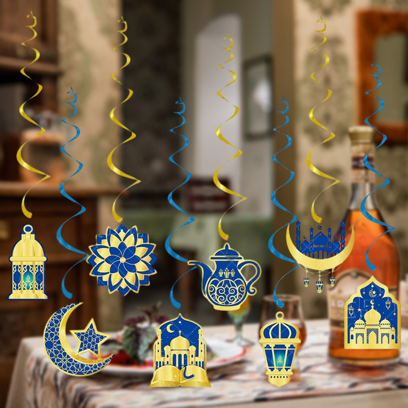 Raya 2025 Eid raya Swirl Banner Moon Star Pattern Decoration EidAlFitr ...