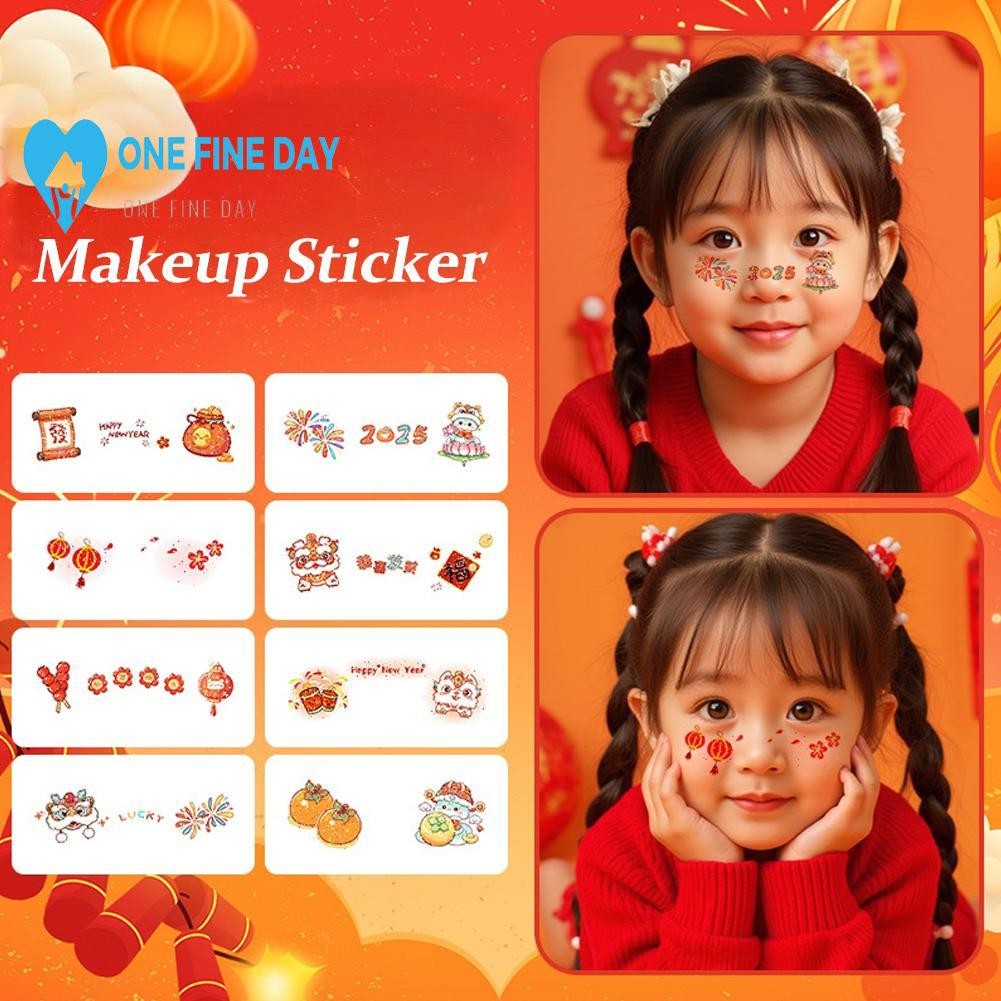 New Year's Day Face Stickers Disposable Tattoo Stickers Temporary ...