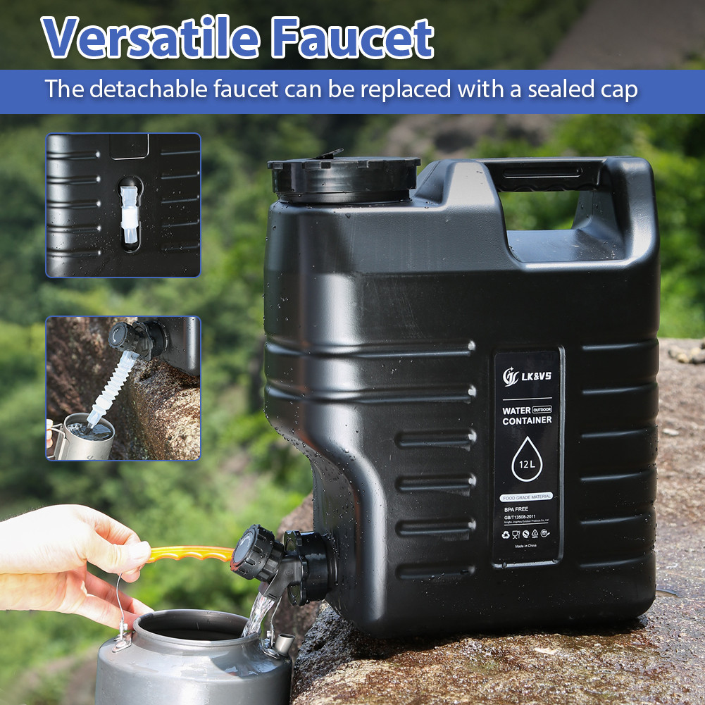 AIGONI™ 12L Camping Water Jug with Faucet Portable Water Tank for ...