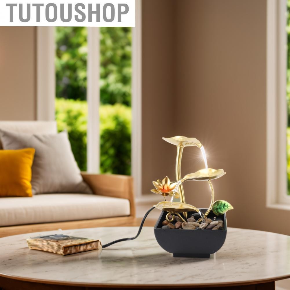 Tutoushop Indoor Desk Water Fountain Tabletop Waterfall 3 Tier Leaf ...