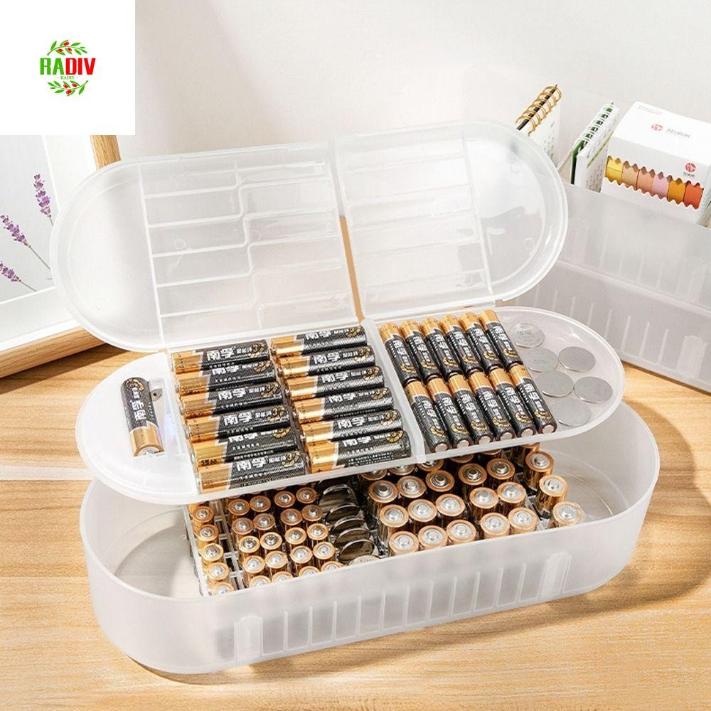 RADIV Battery Organizer, Plastic Semi-translucent Hard AA AAA Battery ...