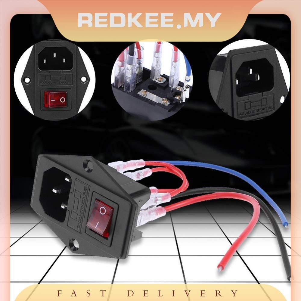 [Redkee.my] 10A 220V/110V Fuse Switch Black Power Outlet Corrosion ...