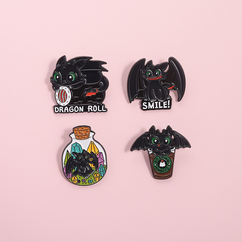 Animated Movie How To Train Your Dragon Enamel Brooch Cute Toothless ...