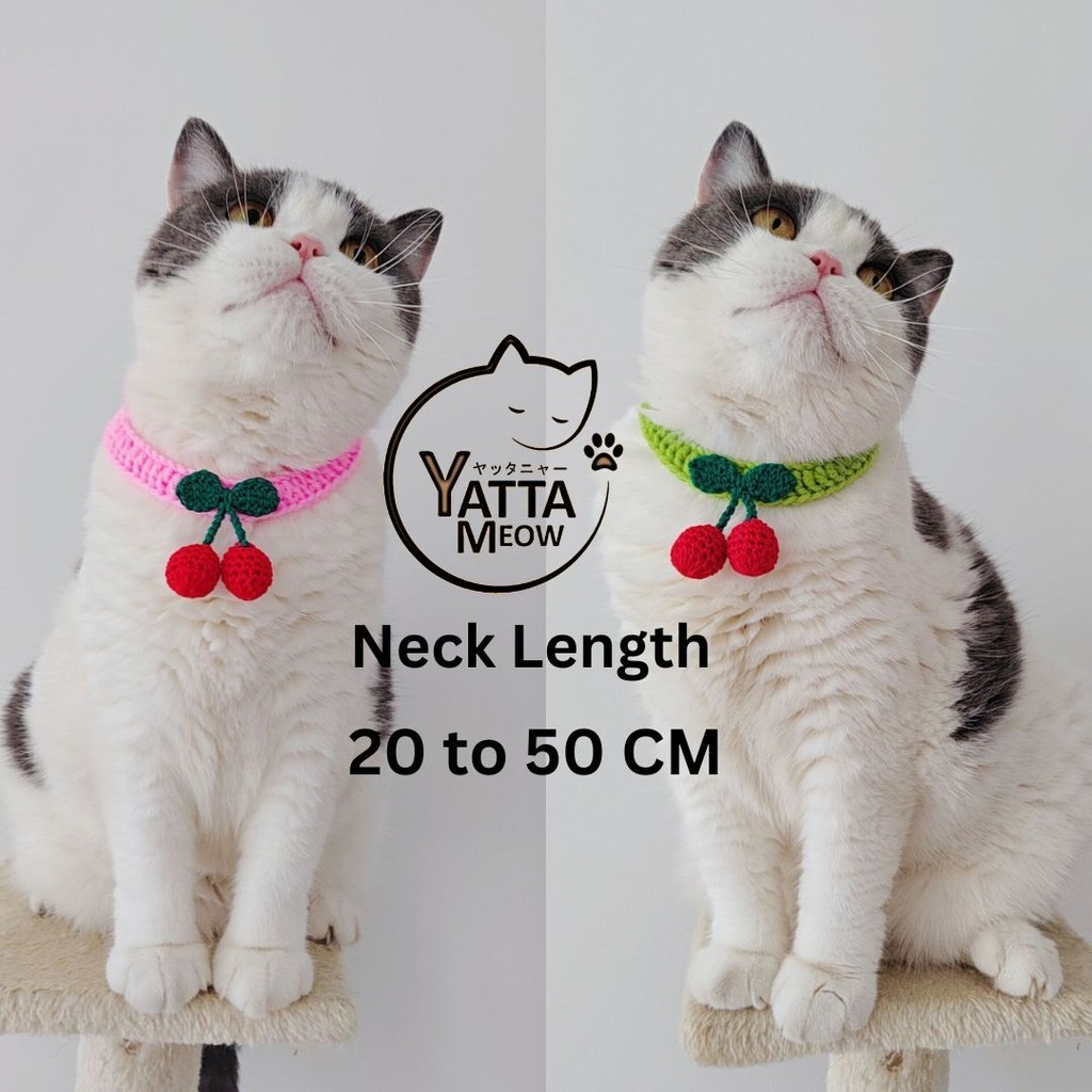 LOVELY Braided Yarn Cherry Cat Pet Collar 20-50CM Kolar Kucing Ceri 纯手工 ...