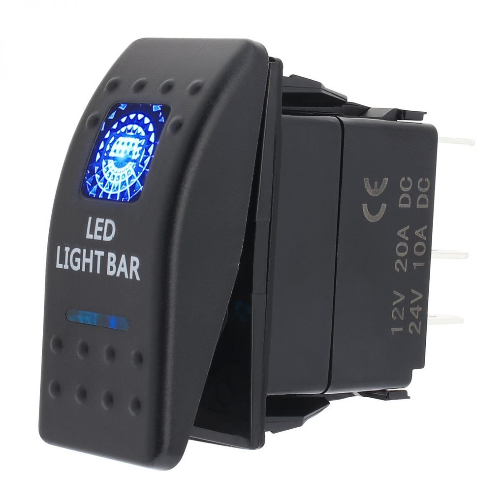12V 20A 5P Push Rocker Toggle Switch Waterproof Rocker Switch with Blue ...