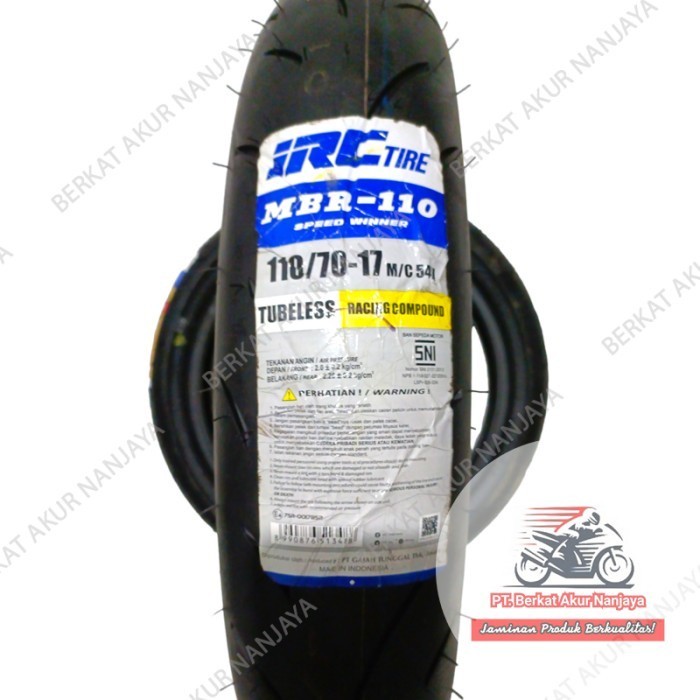 IRC MBR 1100/70-17 Speed Winner Soft Compound Tubeless Racing Tires ...