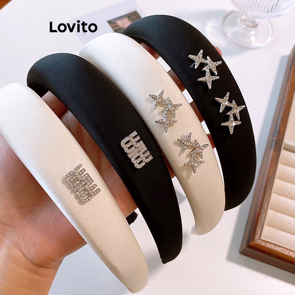 Lovito Casual Stars Rhinestone Star Textured Headband for Women ...