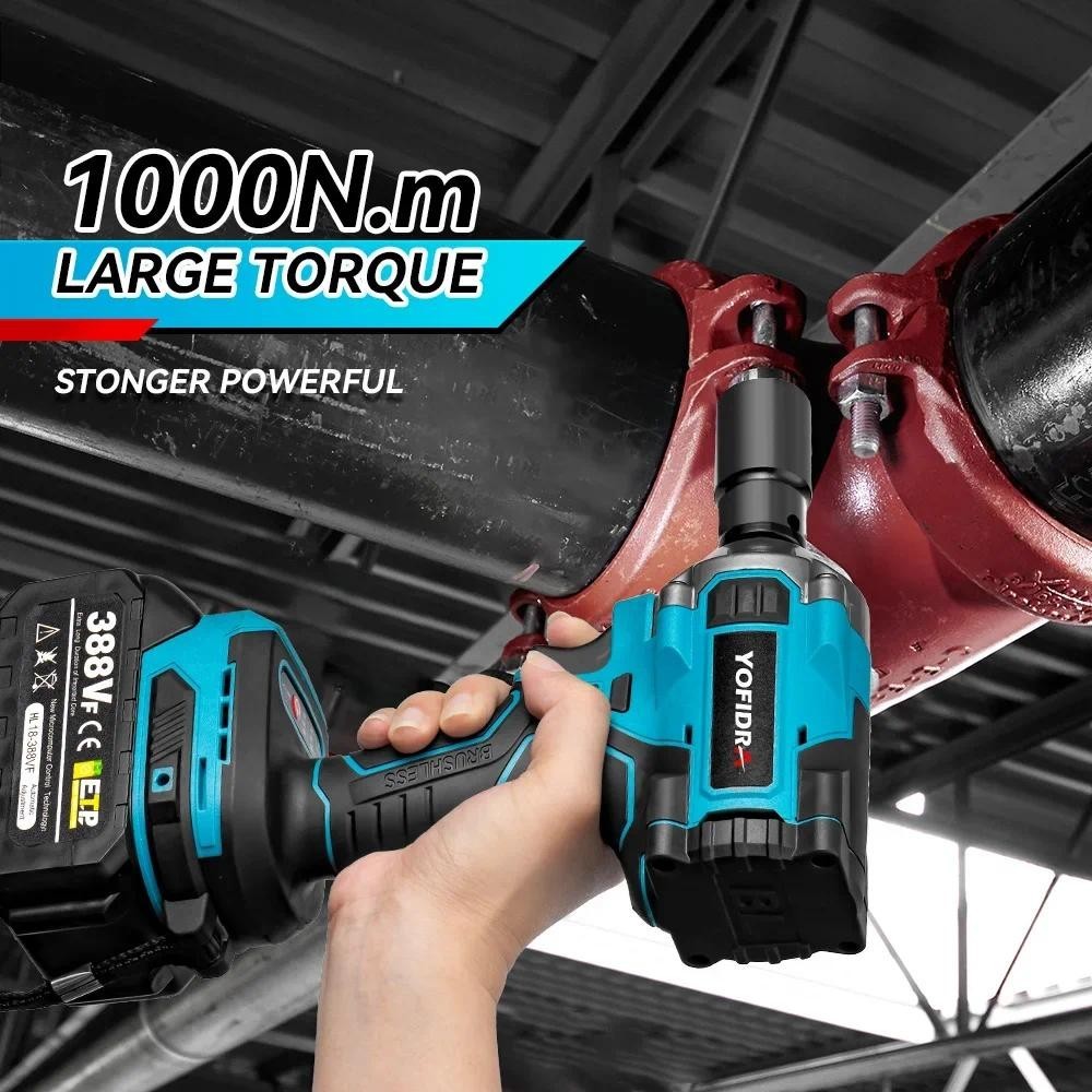 Brushless Electric Impact Wrench Cordless Wrench 20V 1000N.m Car Wheel ...