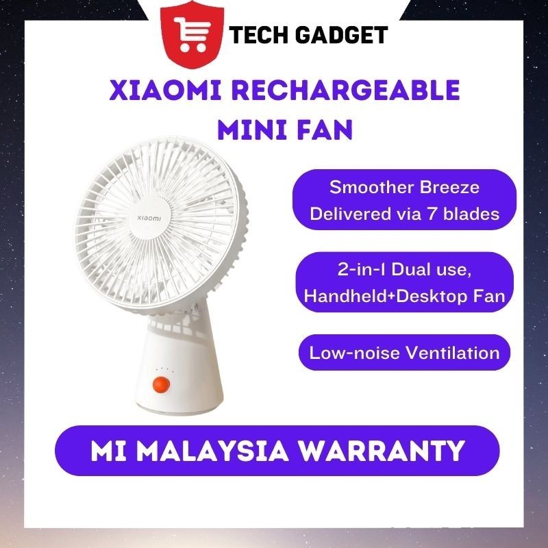 Xiaomi Rechargeable Mini Fan | 2-in-1 dual use, handheld+desktop fan ...