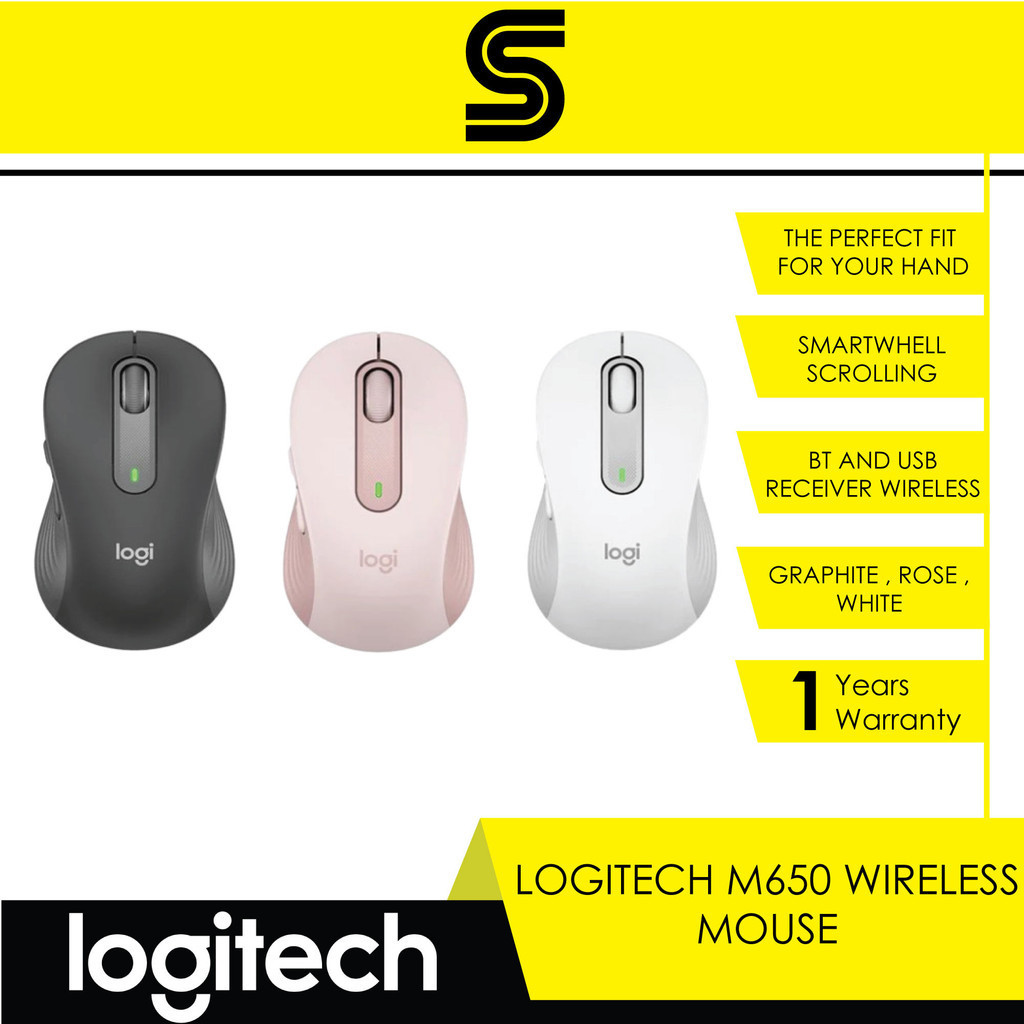 MOUSE / LOGITECH M650 WIRELESS MOUSE / BT AND USB RECEIVER WIRELESS ...