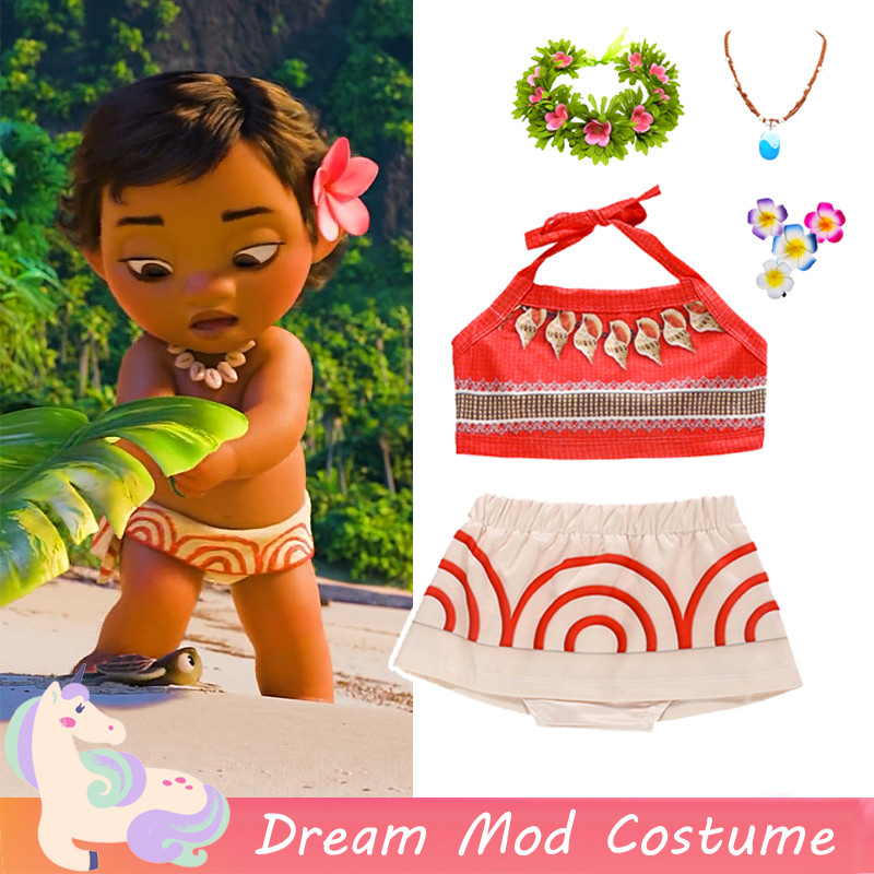 Princess Moana Costume For Kids Girl Halloween Cosplay Costume Crop Top ...