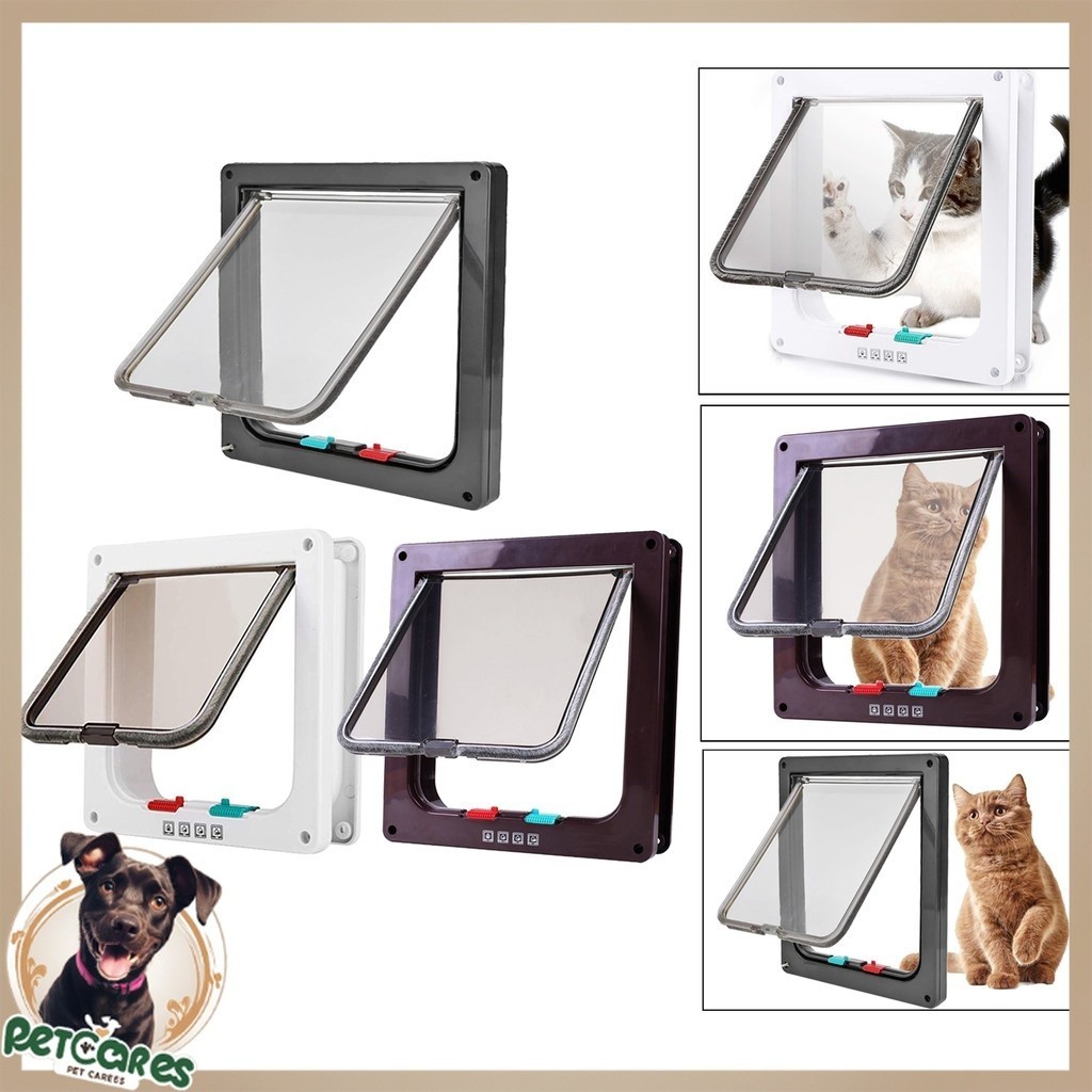 PETCARES 4-Way Locking Pet Door Frame Lockable Dog and Gate Cat Flap ...