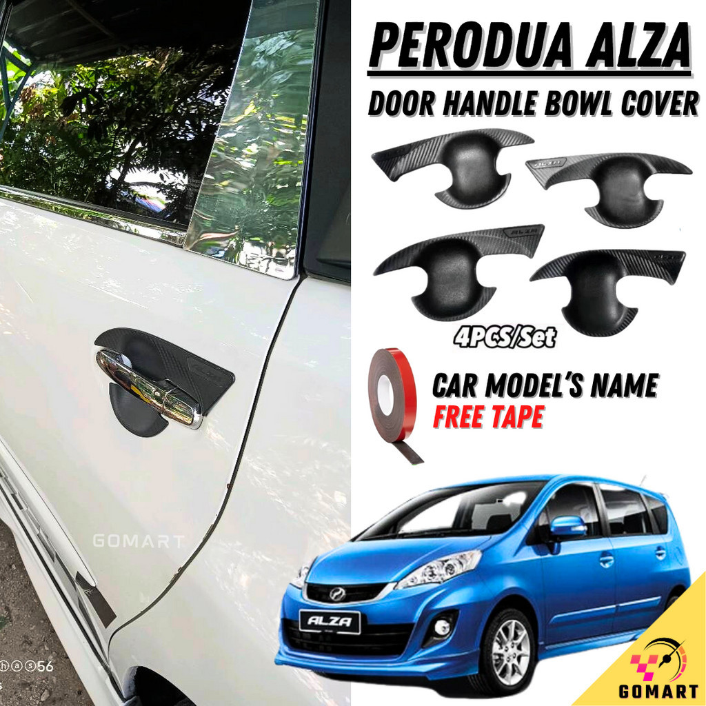 PERODUA ALZA CAR DOOR HANDLE INNER BOWL COVER Carbon Fiber Scratch ...