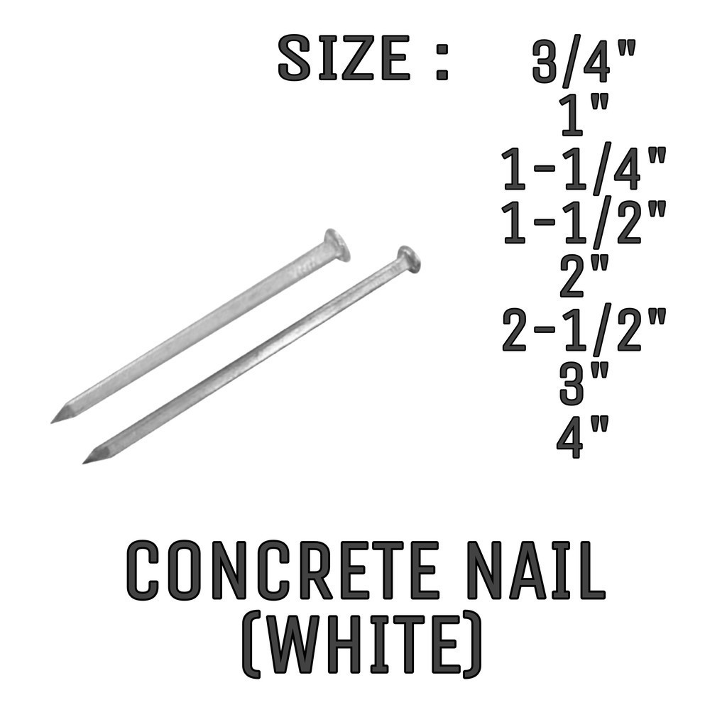 (PACK) CONCRETE NAIL (WHITE) Wall Nail Paku Simen Paku Dinding | Shopee ...