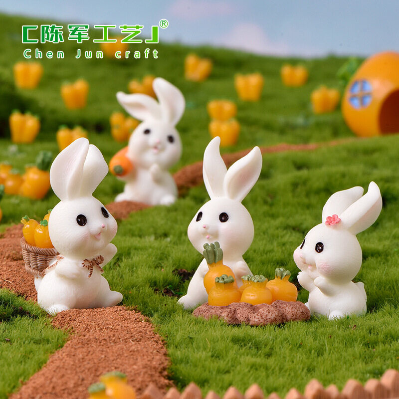 YF Rabbit Paradise Micro Landscape Ornament Cute Cartoon Animal Carrot ...