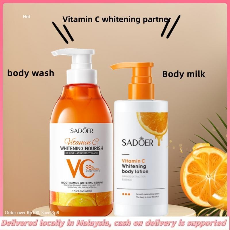 Body Care SADOER 2-in-1 Set of Vitamin C Whitening Body Lotion 250g+VC shower Gel 520ml ...