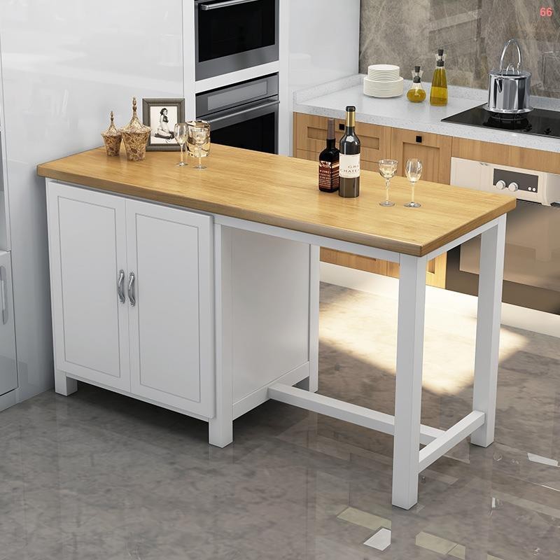 open solid wood home kitchen bar counter meal preparation table cooking ...