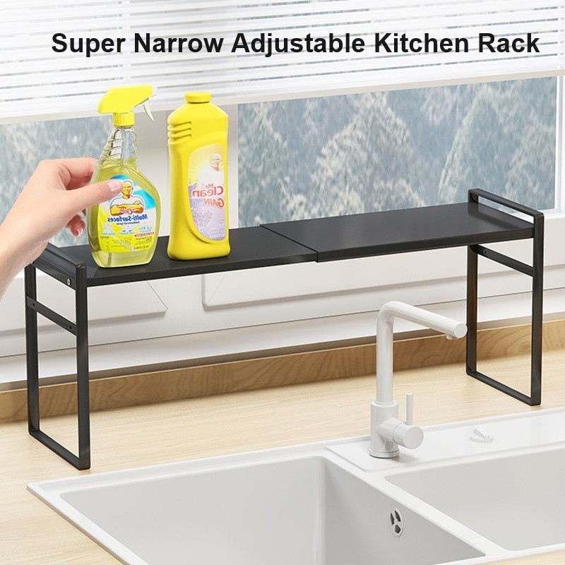 Super Narrow Length and Height Adjustable Kitchen Organizer Rack Space ...