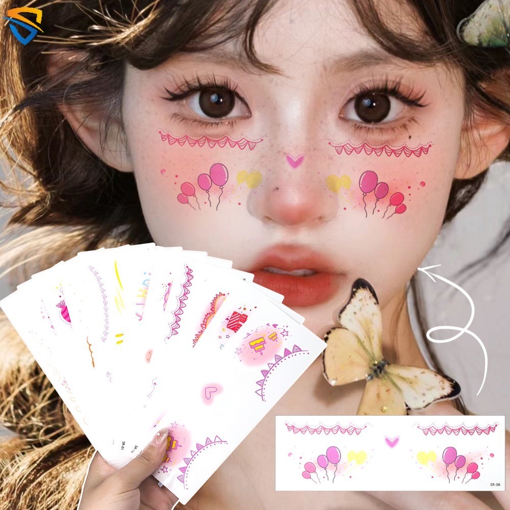 Happy Birthday Temporary Face Tattoo Sticker Cartoon Waterproof Facial ...