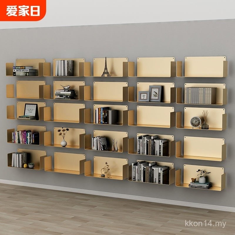 Creative Wall Bookshelf Wall-Mounted Bedroom Wall Iron Shelf Partition ...