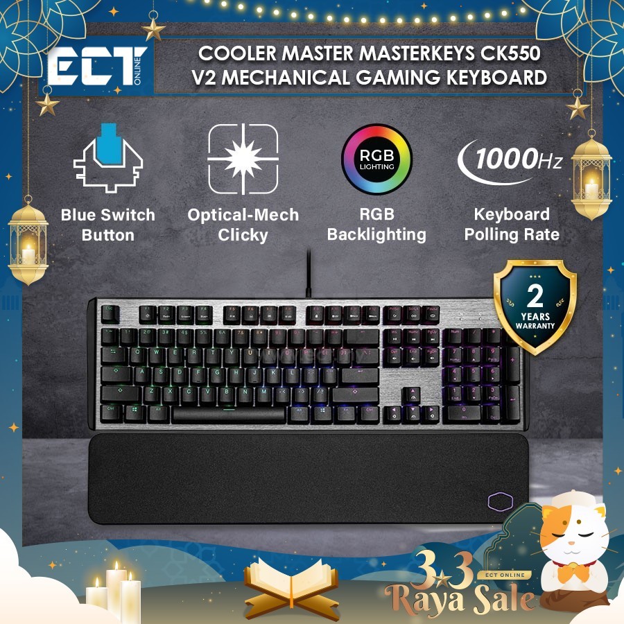 Cooler Master Masterkeys CK550 V2 Mechanical Gaming Keyboard - Blue ...