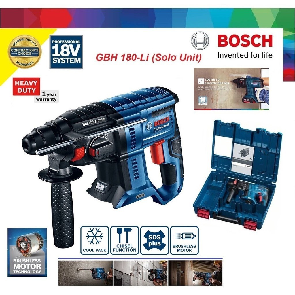 Bosch GBH 180-Li Brushless Motor Cordless Rotary Hammer (Solo Unit ...
