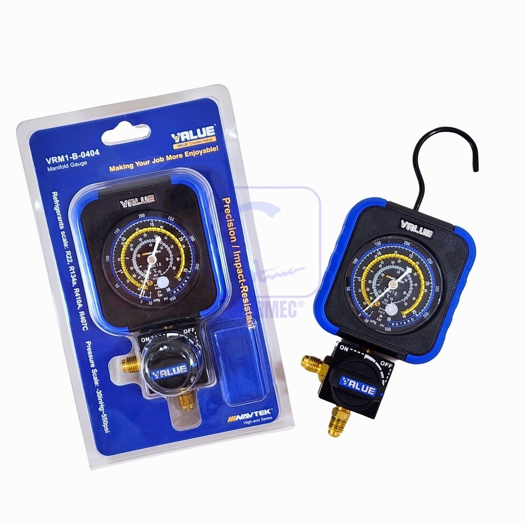 Manifold AC Value R32 R410a R22 Single Gauge VRM1-B-0404 | Shopee Malaysia