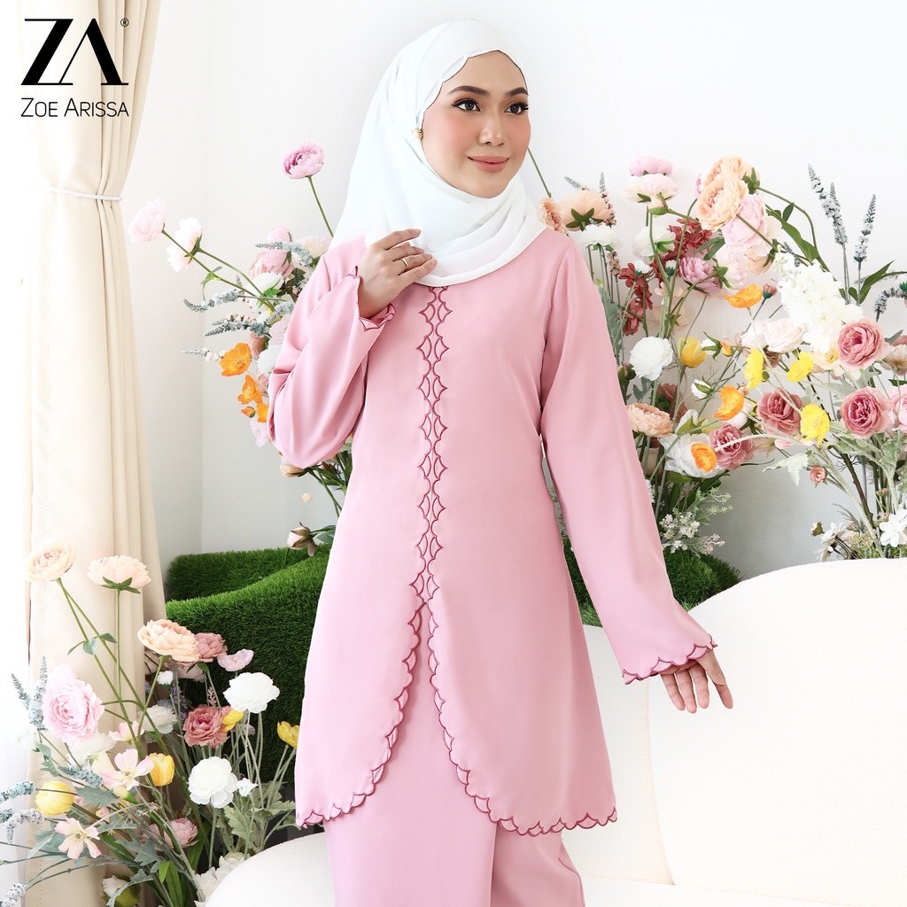 BAJU KURUNG RAYA VIRAL 2024 Kurung Embroidery Sulam Labuh Satin Silk ...