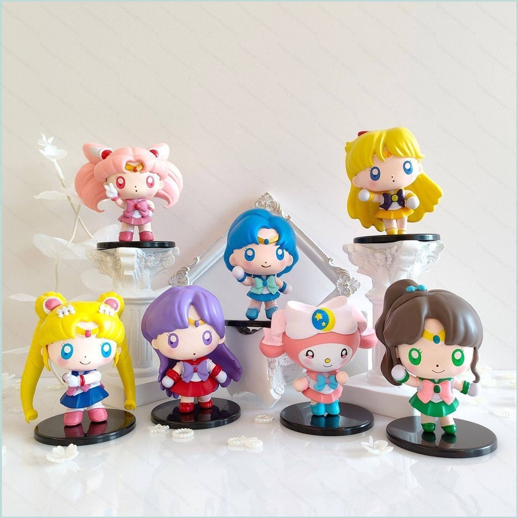 Loye 7pcs Sailor Moon Action Figure Q Version Usagi Chibiusa Ami Makoto ...