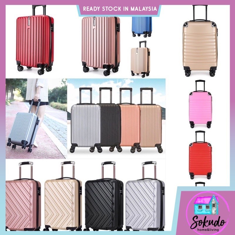 Best Quality 20 INCH ABS PLAIN TRAVEL LUGGAGE SETS SUITCASES CABIN LUGGAGE Bagasi Travel Murah ...