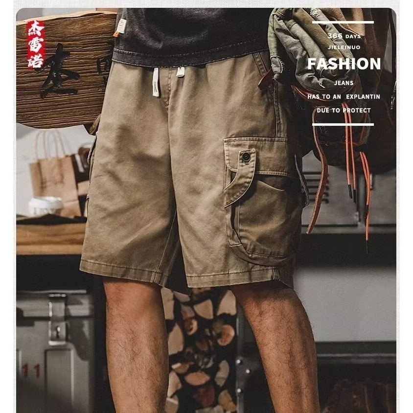 M-8XL American Fat Man Plus Size Cargo Shorts Men Loose Causal Khaki ...