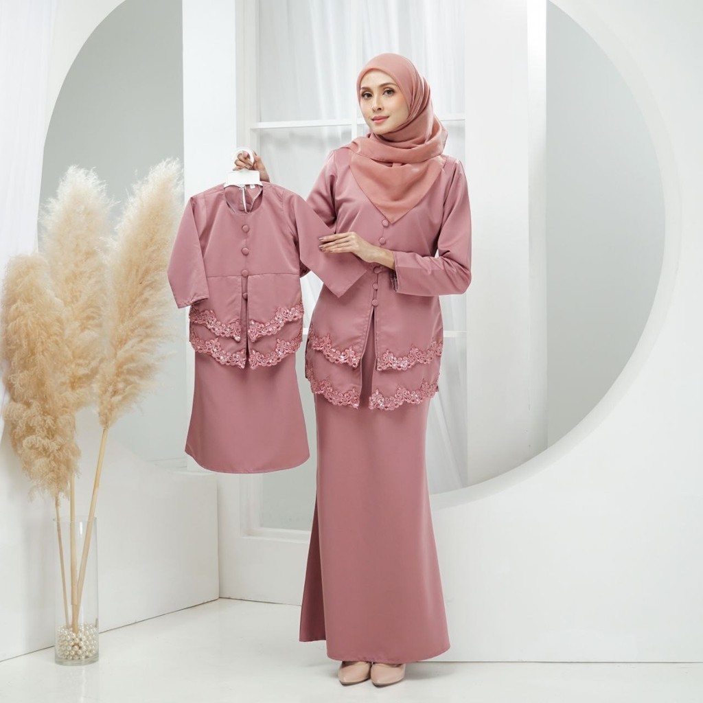 ROSE GOLD BAJU KURUNG MODEN KEBAYA SET FAMILY SEDONDON IBU ANAK BAJU ...