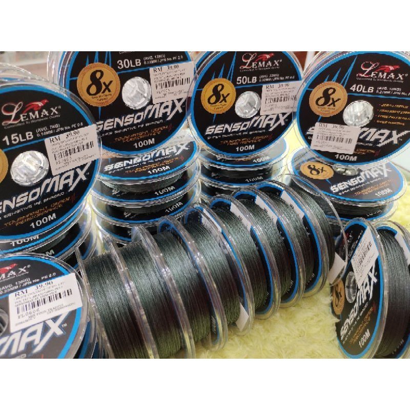 TALI BENANG LEMAX SENSOMAX 100% PE BRAIDED 15~60 LBS(100 METER ...
