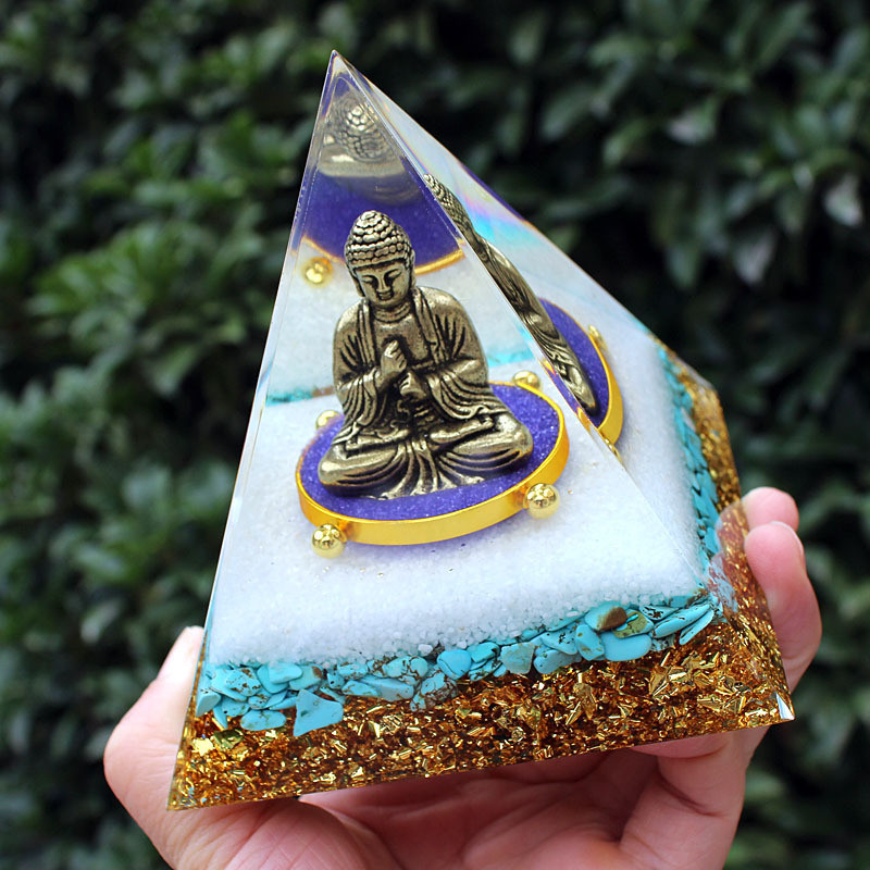 [Aogan Energy Pagoda] Crystal Crushed Stone Pyramid Home Buddha Statue ...
